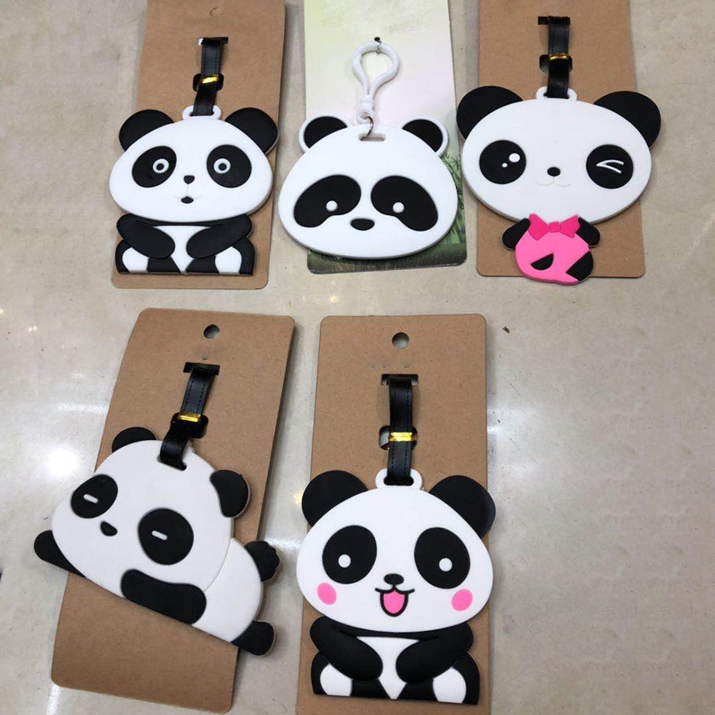 Creative Nameplate Panda Luggage Tag Cartoon Soft Boarding Pass Cute ...