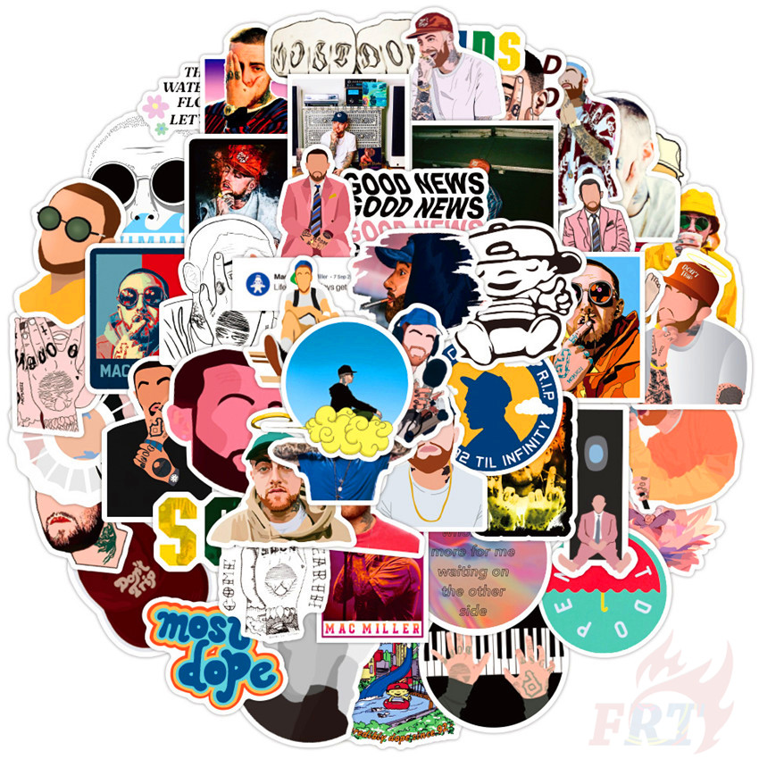 50Pcs/Set Mac Miller Stickers POP Singer Rapper DIY Fashion Mixed Waterproof Doodle Decals ...