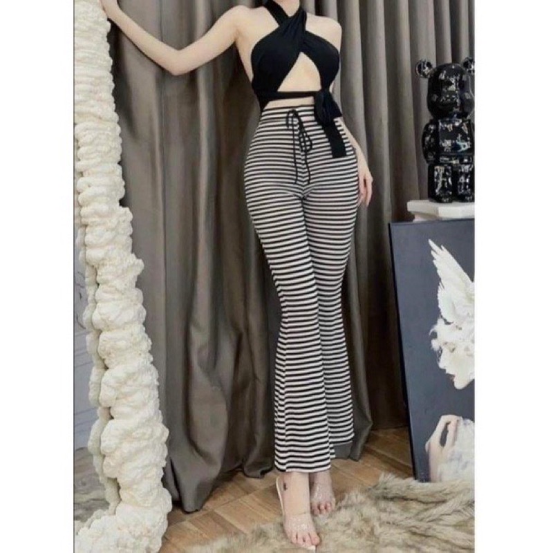 BEAUTIFUL BODY-hugging elastic flared pants Q6 | Shopee Philippines