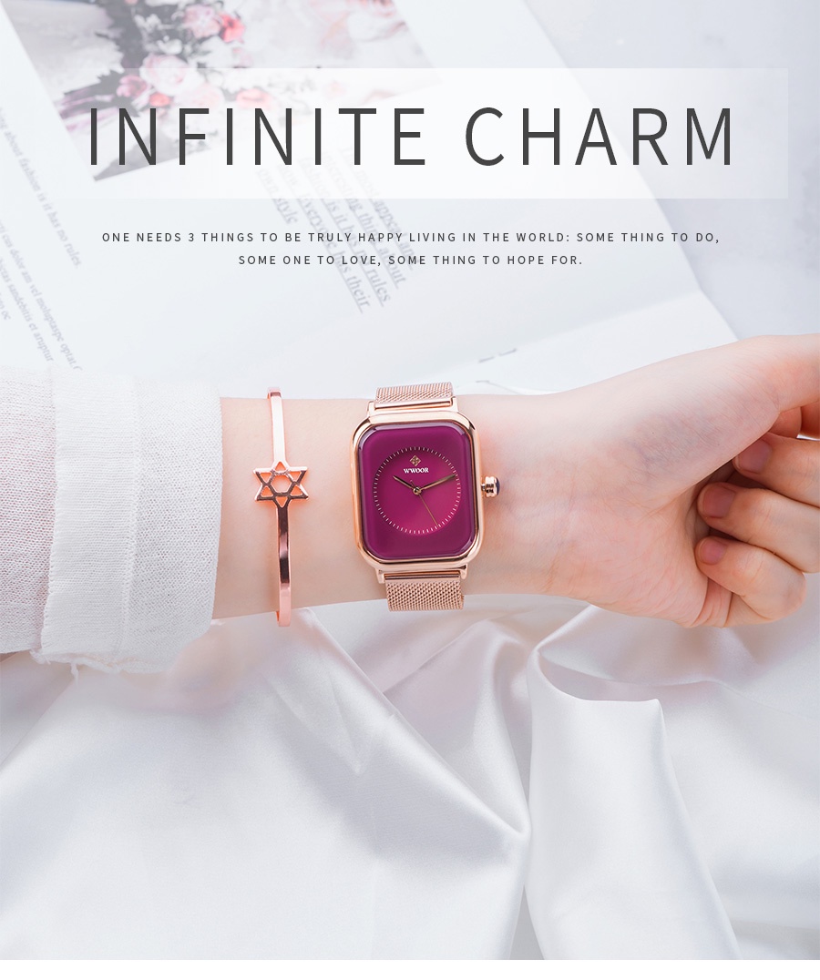 Wwoor Design Women Watches Top Brand Luxury Rose Gold Rectangle Watch ...
