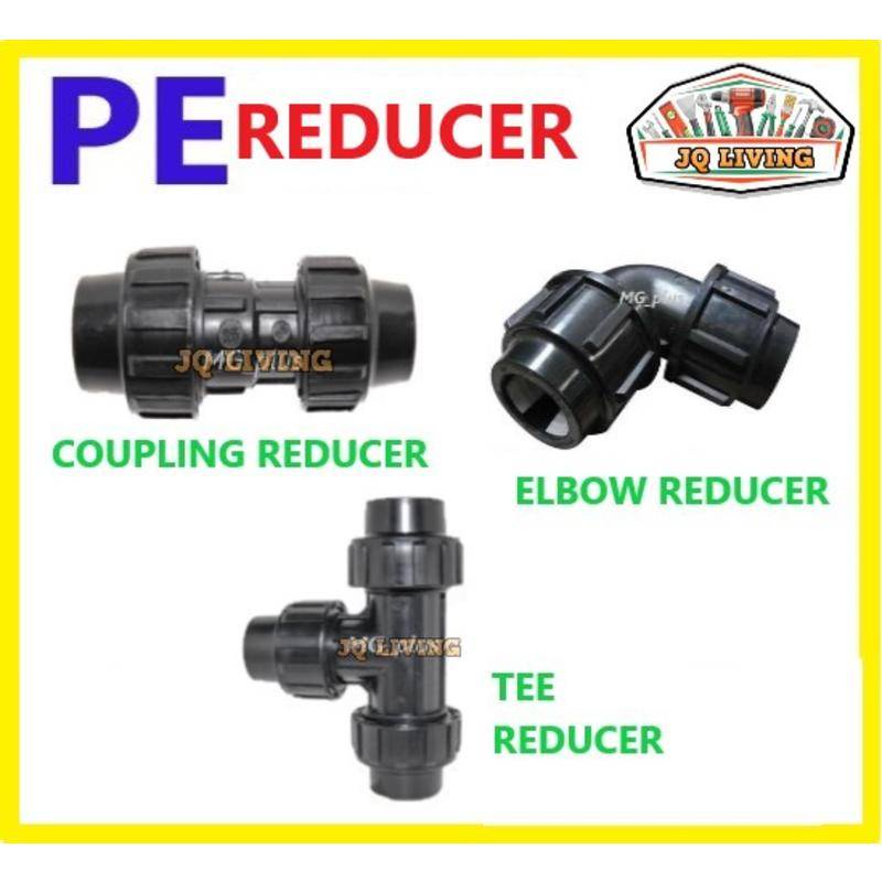 PE Compression Fittings Elbow Tee Coupling Reducer Black Fittings Home ...