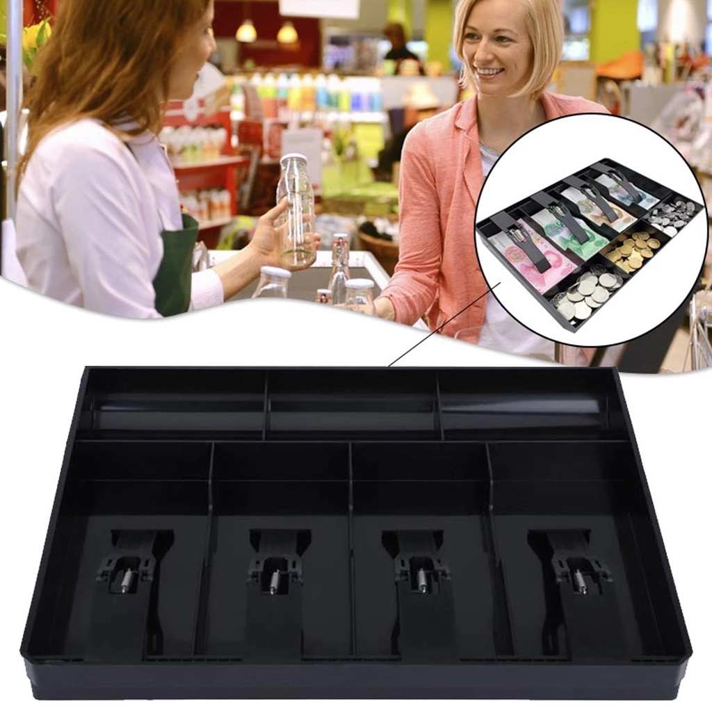 4 Grid Storage ABS Coin Cash Register Insert Tray Replacement Cashier ...