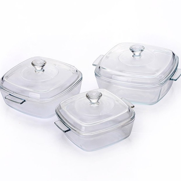 Heat Resistant Tempered Square Glass Casserole Dishes Baking Bowl Soup ...