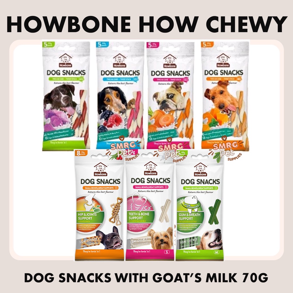Howbone How Chewy Dog Snacks with Goats Milk Twist Stick Functional ...