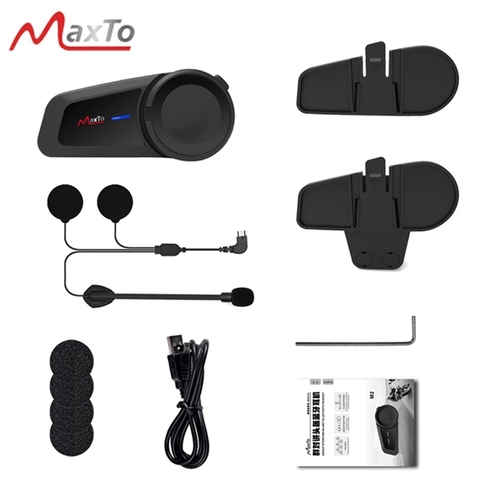 Maxto M2/M2C Motorcycle intercom headset 6 riders Group conversation Intercom system with FM ...