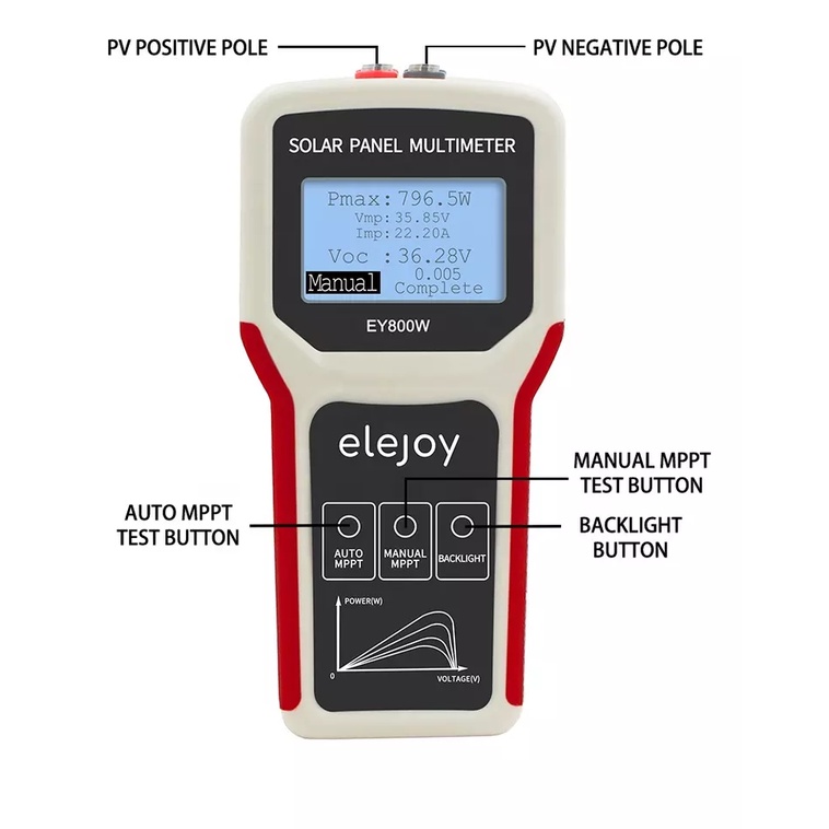 ELEJOY EY800W LCD MPPT solar panel smart current voltage multi tester ...