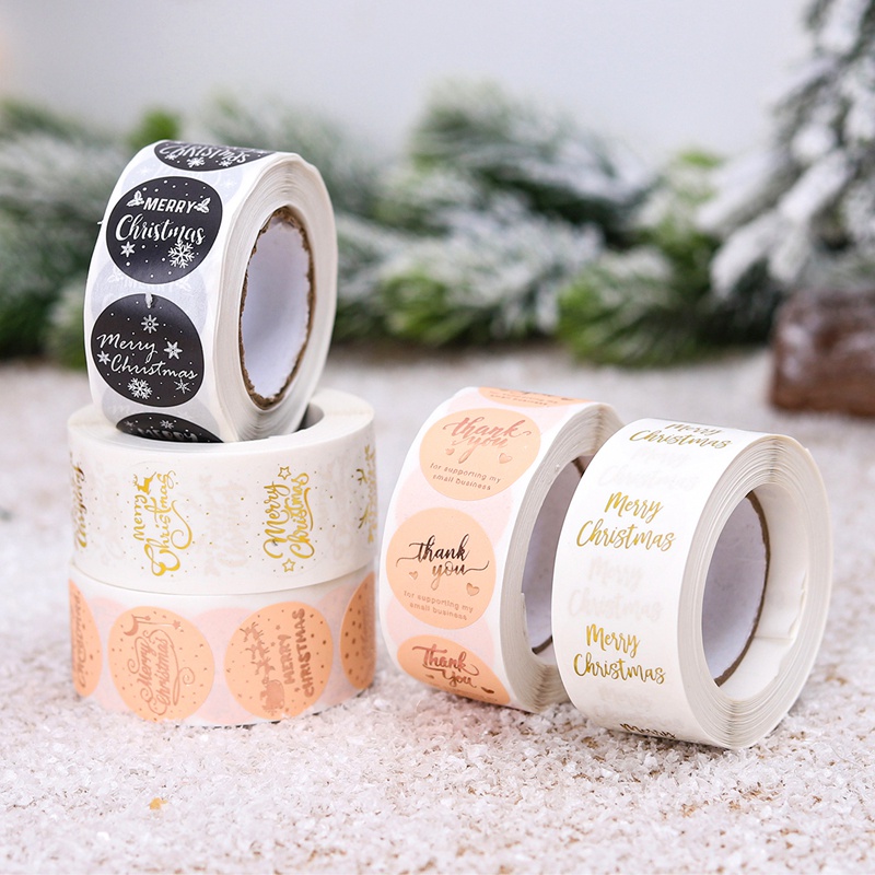 500pcs Merry Christmas Stickers Christmas Tree Elk Candy Bag Sealing ...