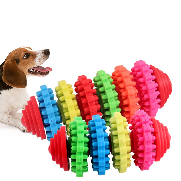 Hello Paws Colorful Swivel Rubber Bite Gear Resistant Pet Toy Dog Molar ...