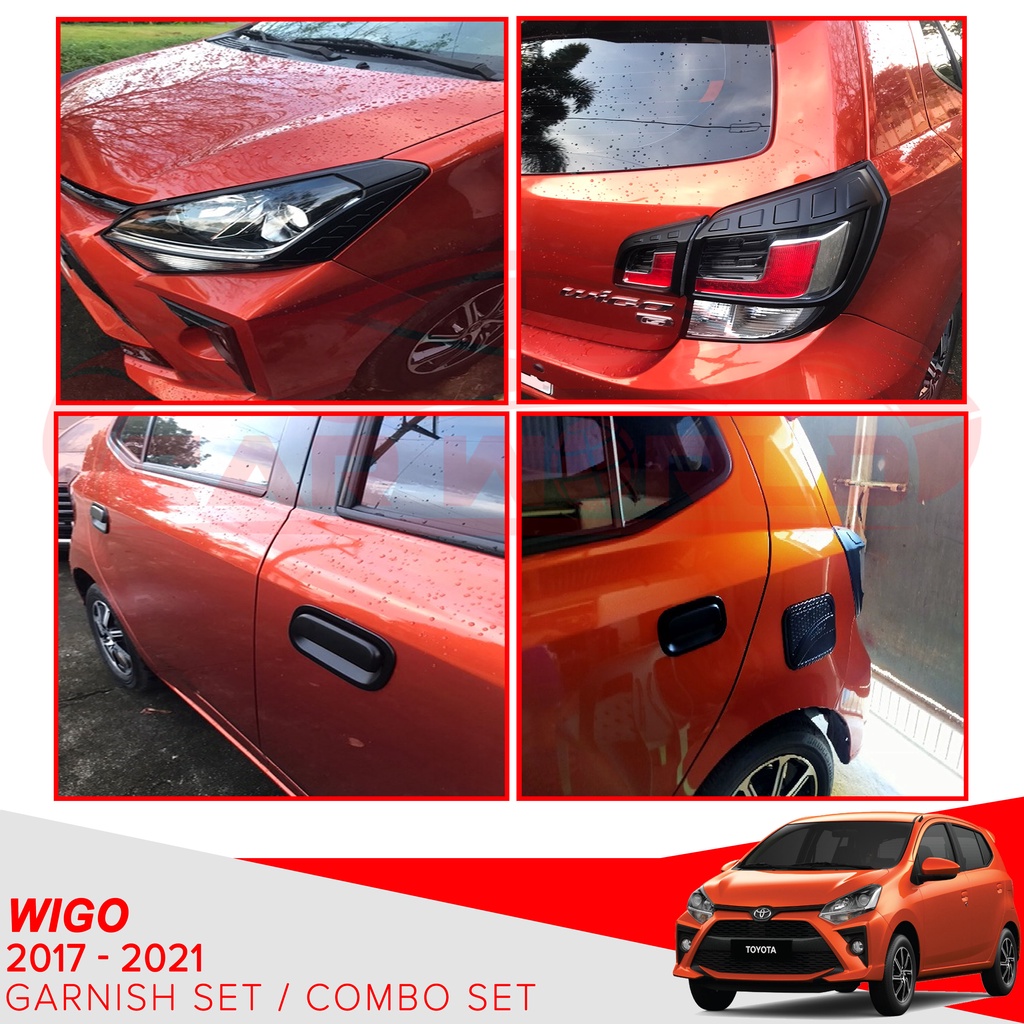 TOYOTA WIGO 2017 - 2022 GARNISH COVER COMBO SET MATT BLACK (2017 2018 ...