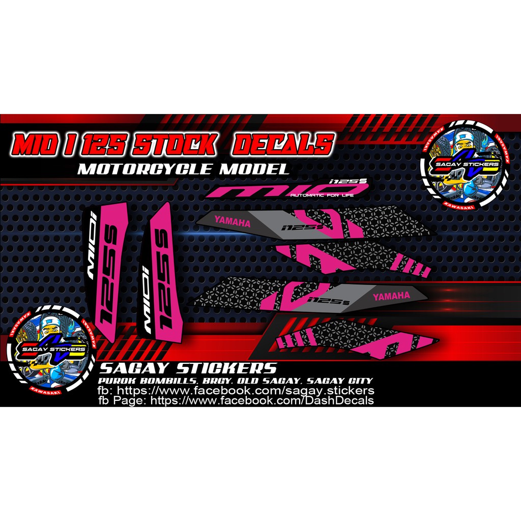 Mio i 125 Motorcycle Sticker Stock decals Magenta | Shopee Philippines