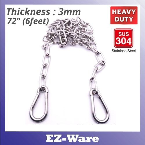 6 Feet STAINLESS STEEL HEAVY DUTY ANIMAL CHAIN /Dog Chain Leash, Anti ...