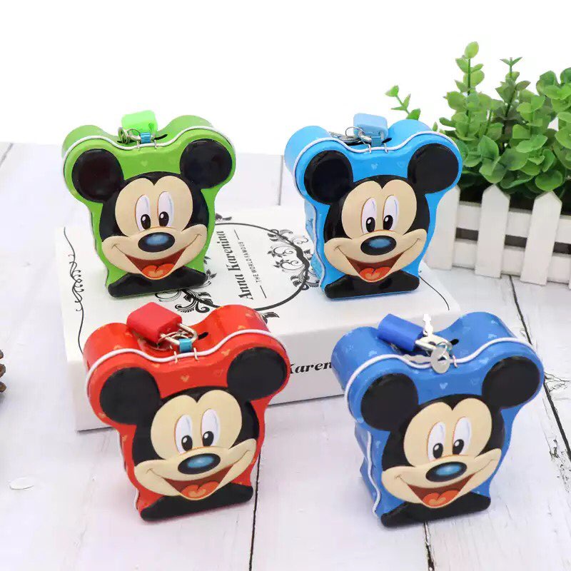 New Metal Mini mickey minnie mouse coin bank with lock character coin ...