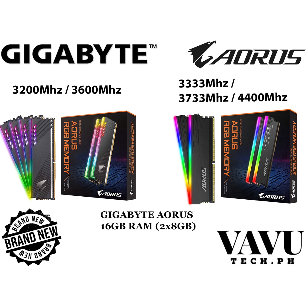 Gigabyte Aorus RGB 16Gb(2x8Gb) RAM DDR4 3200Mhz / 3333Mhz / 3600Mhz ...