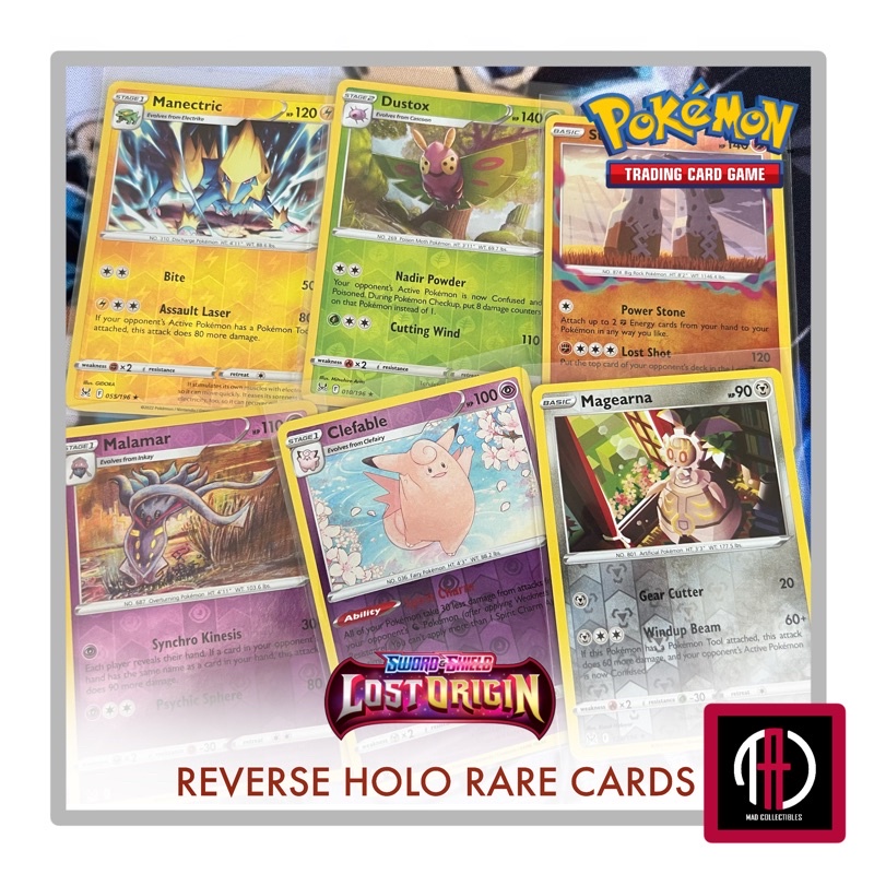 Pokemon TCG Singles - Lost Origin Reverse Holo Rare Cards - Manectric Dustox Magearna Clefable ...