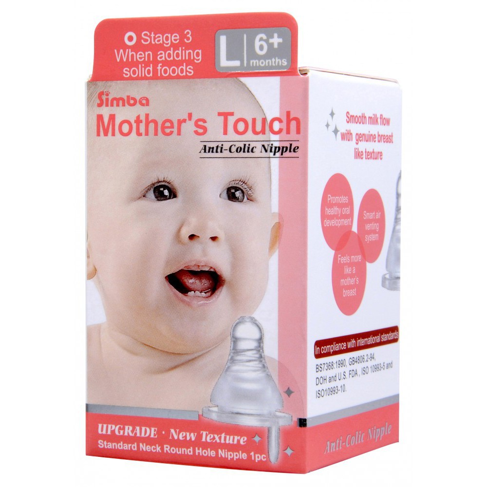 Simba - MOTHER'S TOUCH STANDARD NECK ROUND HOLE ANTI-COLIC NIPPLE - 1PC ...