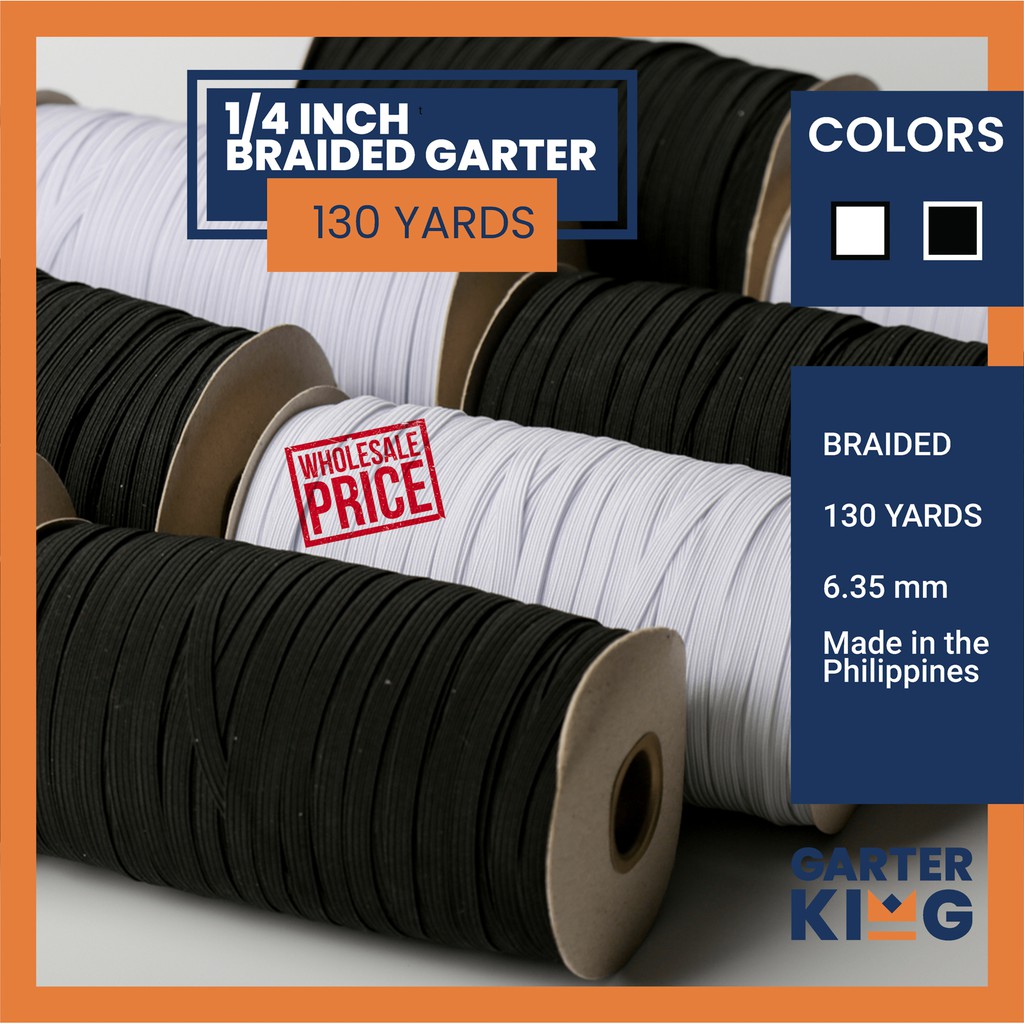 1/4 INCH BRAIDED GARTER FOR SCRUNCHIES / BEDSHEET /NOTEBOOK (130 YARDS ...