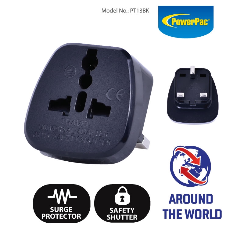 PowerPac x2pcs Multi Travel Adapter (PT13BK) | Shopee Philippines