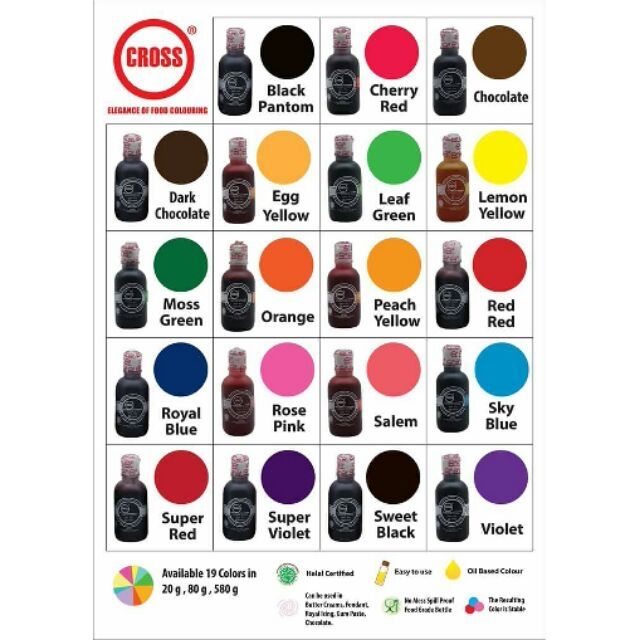 20ml and 60ml Cross Oil Based Food Coloring for Baking Onhand | Shopee ...