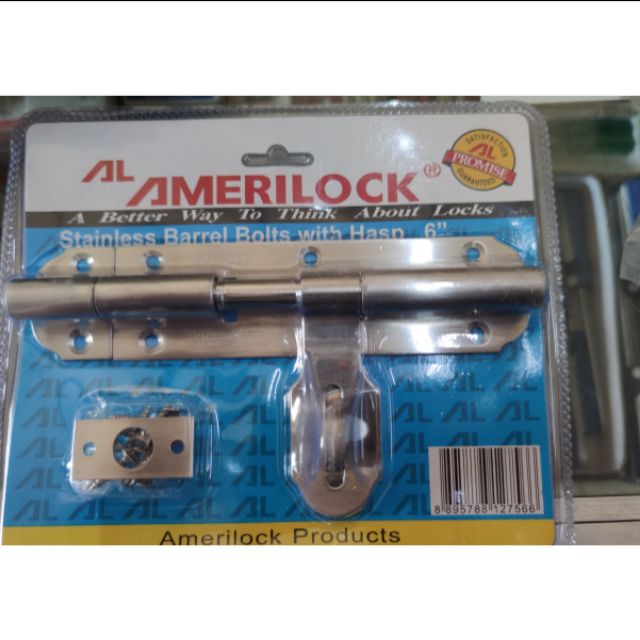Amerilock Barrel Bolt With Hasp Lock 6 Inch (Stainless Heavy Duty ...