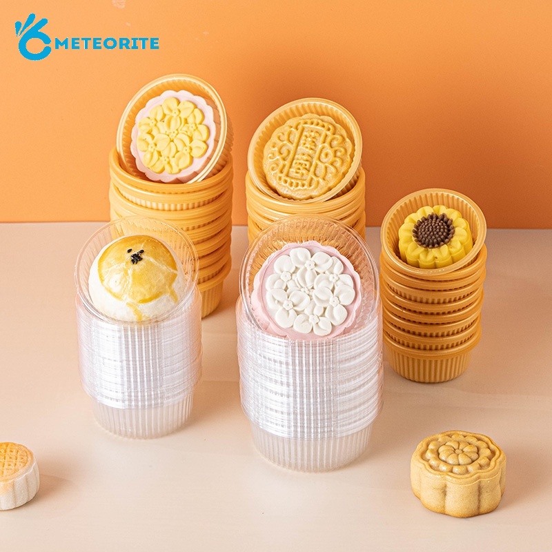 100Pcs Round Plastic Moon Cake Tray/ Mid Autumn Festival Egg Yolk Crisp ...