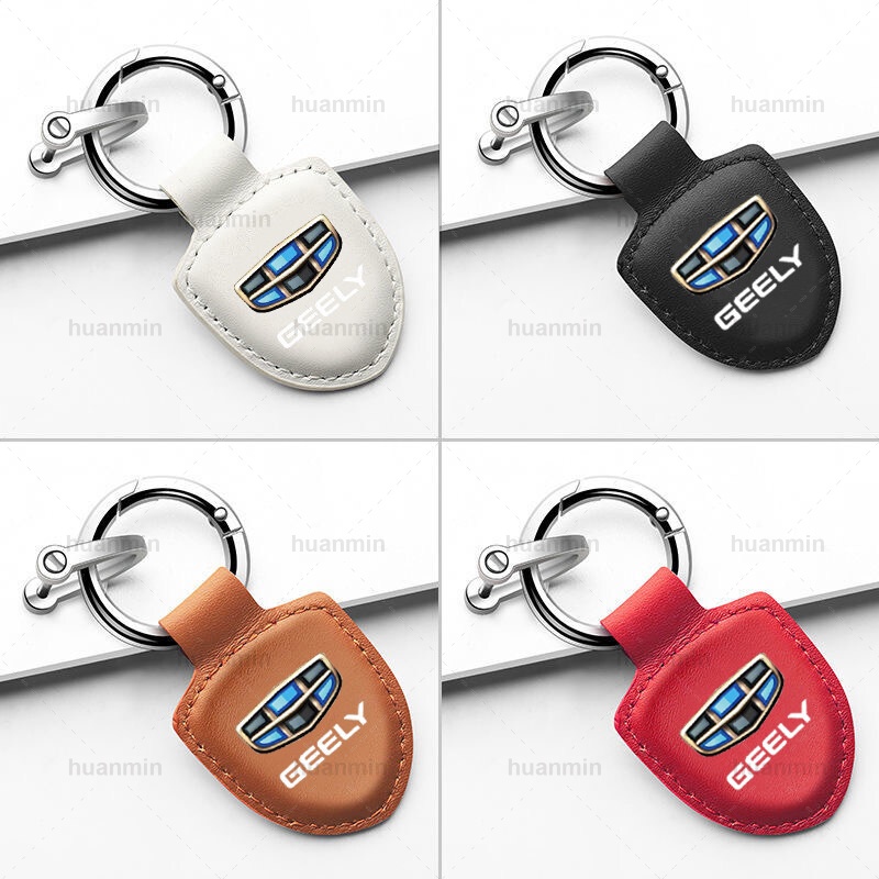 1Pc Geely Car Keychain Leather Key Ring Metal Holder For Coolray ...