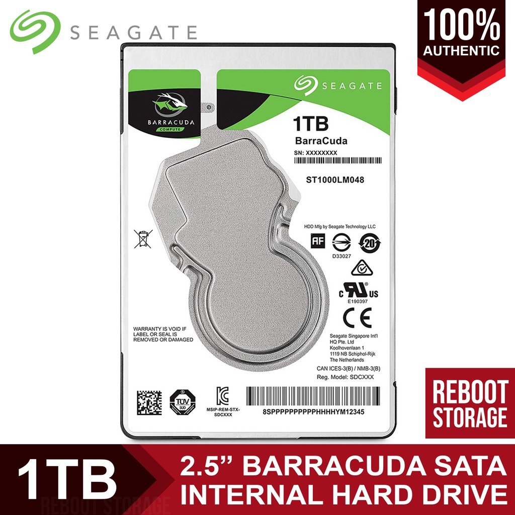 Seagate BarraCuda SATA 1TB 6Gb/s 128MB Cache 2.5" 7mm Internal Hard Disk Drive Laptop ...
