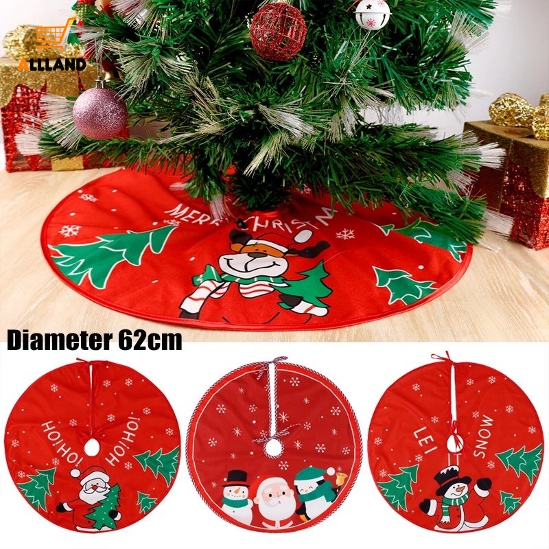 62CM Large Size Santa Claus Snowman Elk Print Xmas Tree Mat/ Exquisite ...