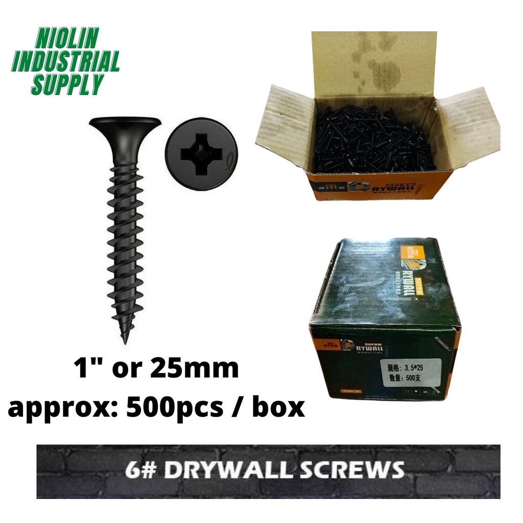 1 Box Drywall Black Screw 1 inch or 25mm ( Approx: 500pcs / box ...