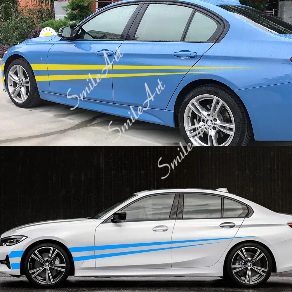 2pcs Car Sticker Long Side Stripe Decals Auto Vinyl Wrap DIY Decoration ...