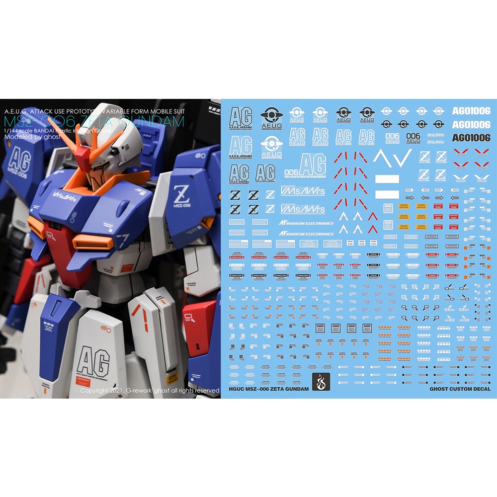 YAN Water Slide Decal For GHOST HGUC Zeta MSZ-006 Z | Shopee Philippines