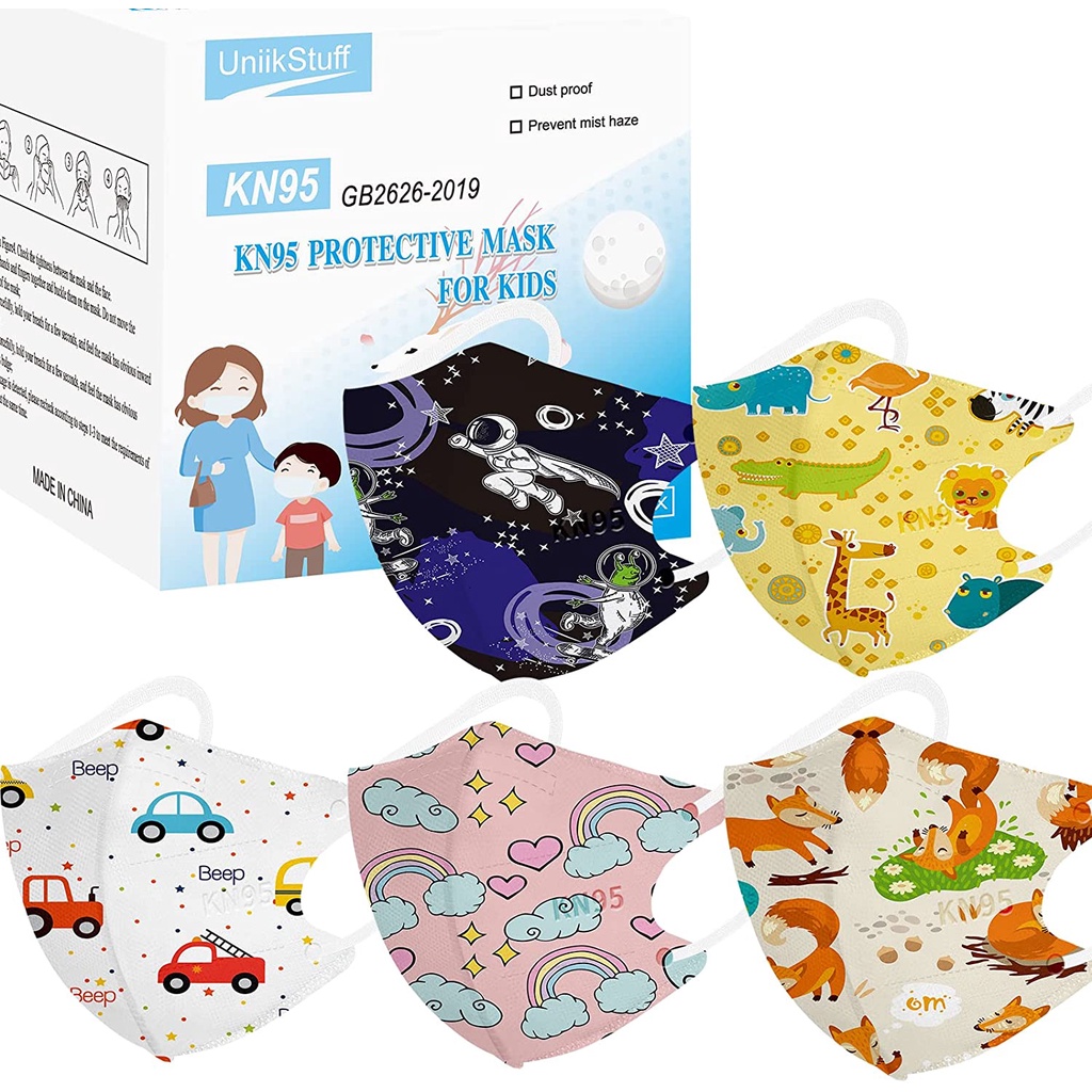 10pcs Children KN95 Facemask Cute Cartoon Face Mask for Kids 5 Layer ...