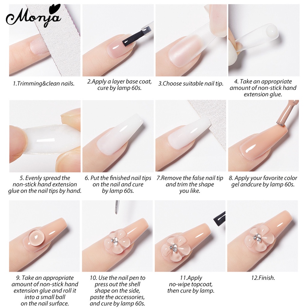 Monja 5ml Nail Extension Gel Non-Stick Hand Glue Easy Extend Pinch Take ...