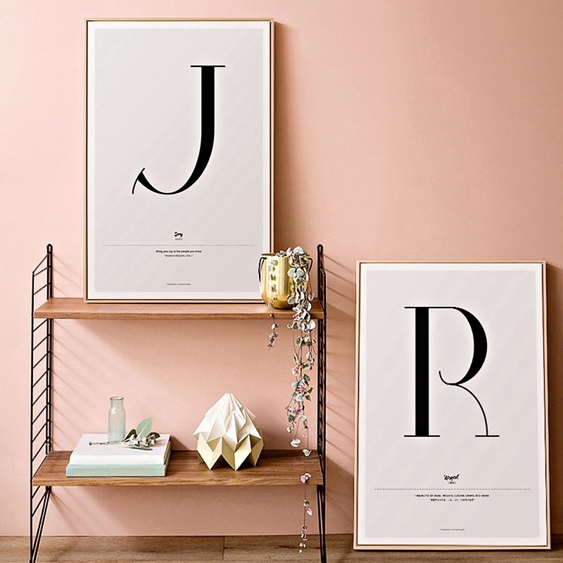 Nordic Modern Alphabetic Canvas Letter Poster Bedroom Murals Posters ...