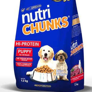Nutri Chunks Hi-Protein Puppy Lamb, Chicken Liver & Milk Dog Food 1.3kg | Shopee Philippines