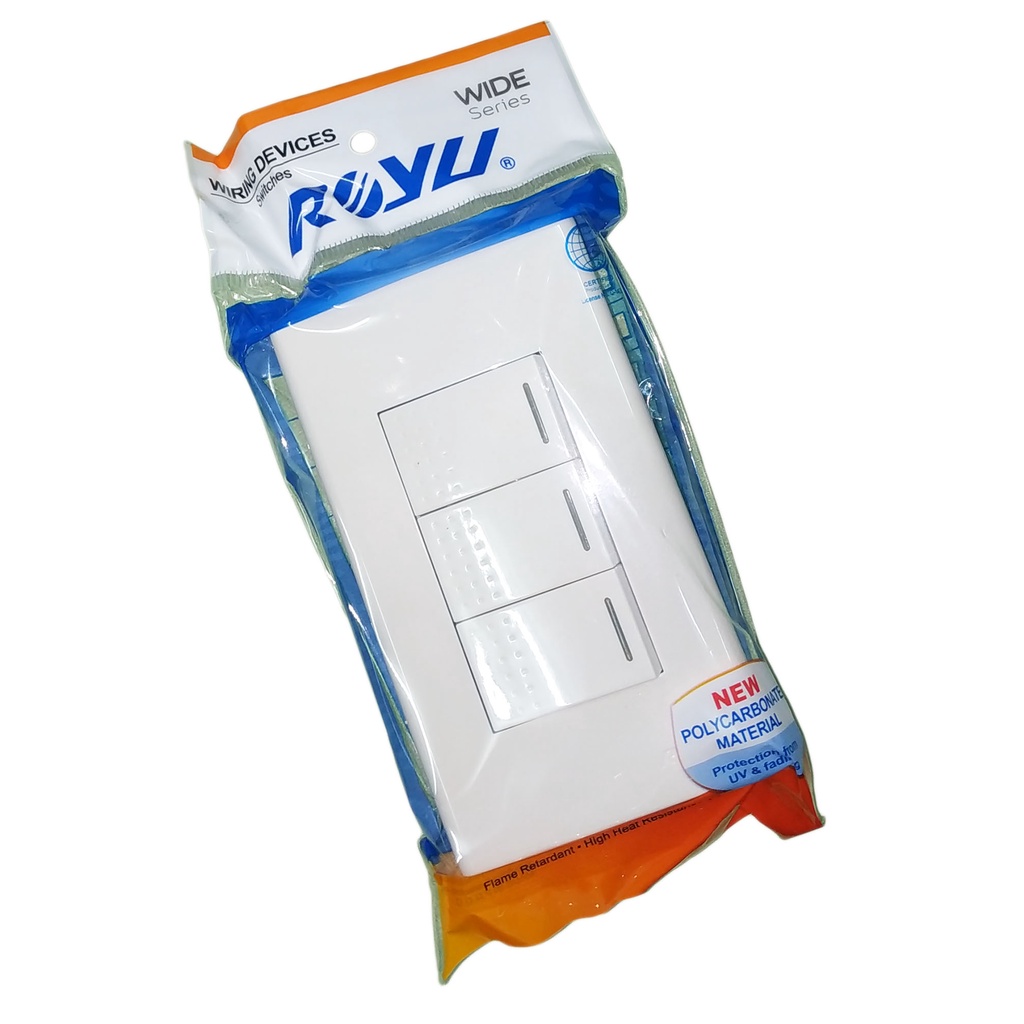 ROYU WIDE SERIES 3 GANG SWITCH WITH PLATE === WIDE SERIES == 3 GANG ...