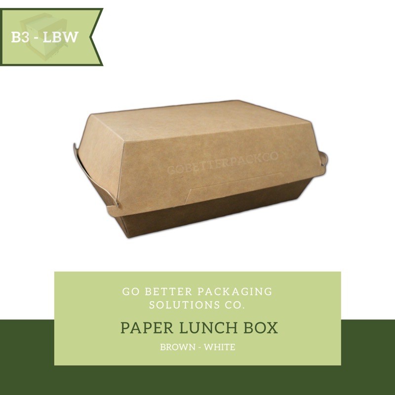 Paper Lunch Box - Clamshell Type (Brown-Silver) - 25pcs | Shopee ...