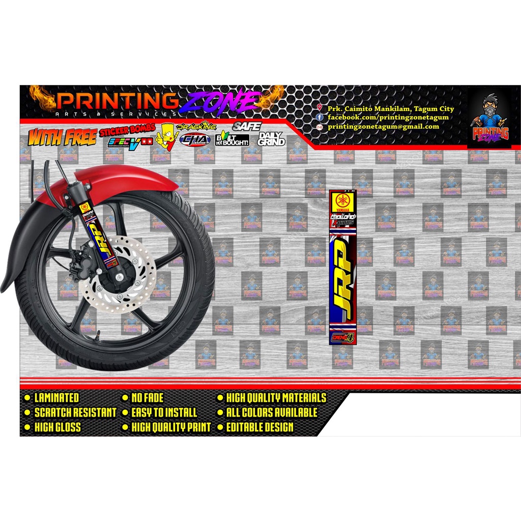 Telescopic/Front Fork JRP sticker decal for all kinds of Motorcycle ...