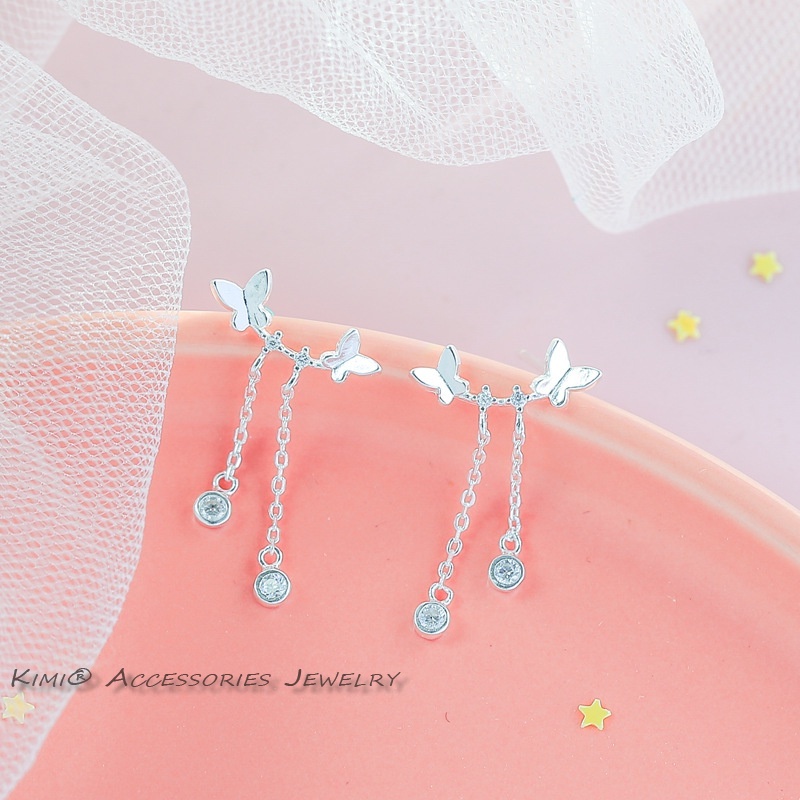 S925 Silver Butterfly Tassel Earings for Women Earings for Kids ...
