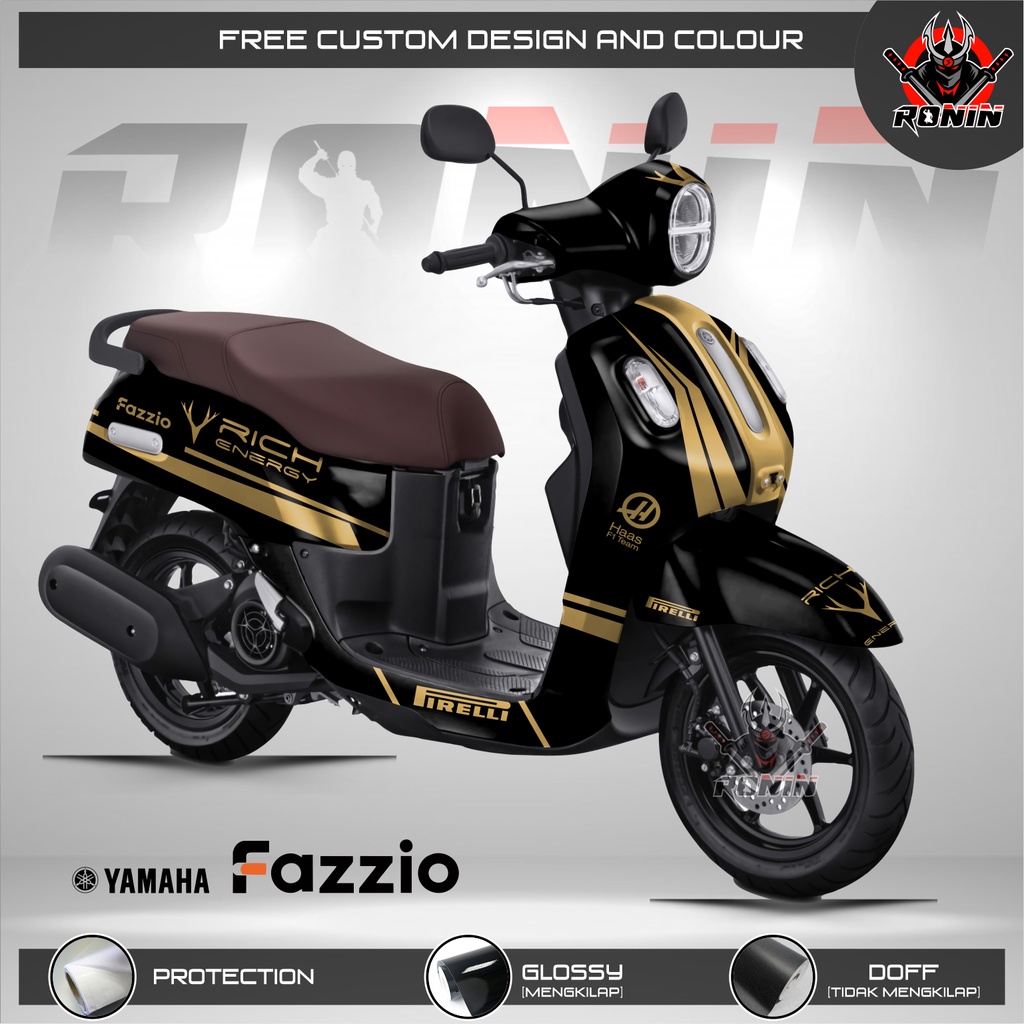 Sticker Decal Yamaha Fazzio Motif Rich Energy Black | Shopee Philippines