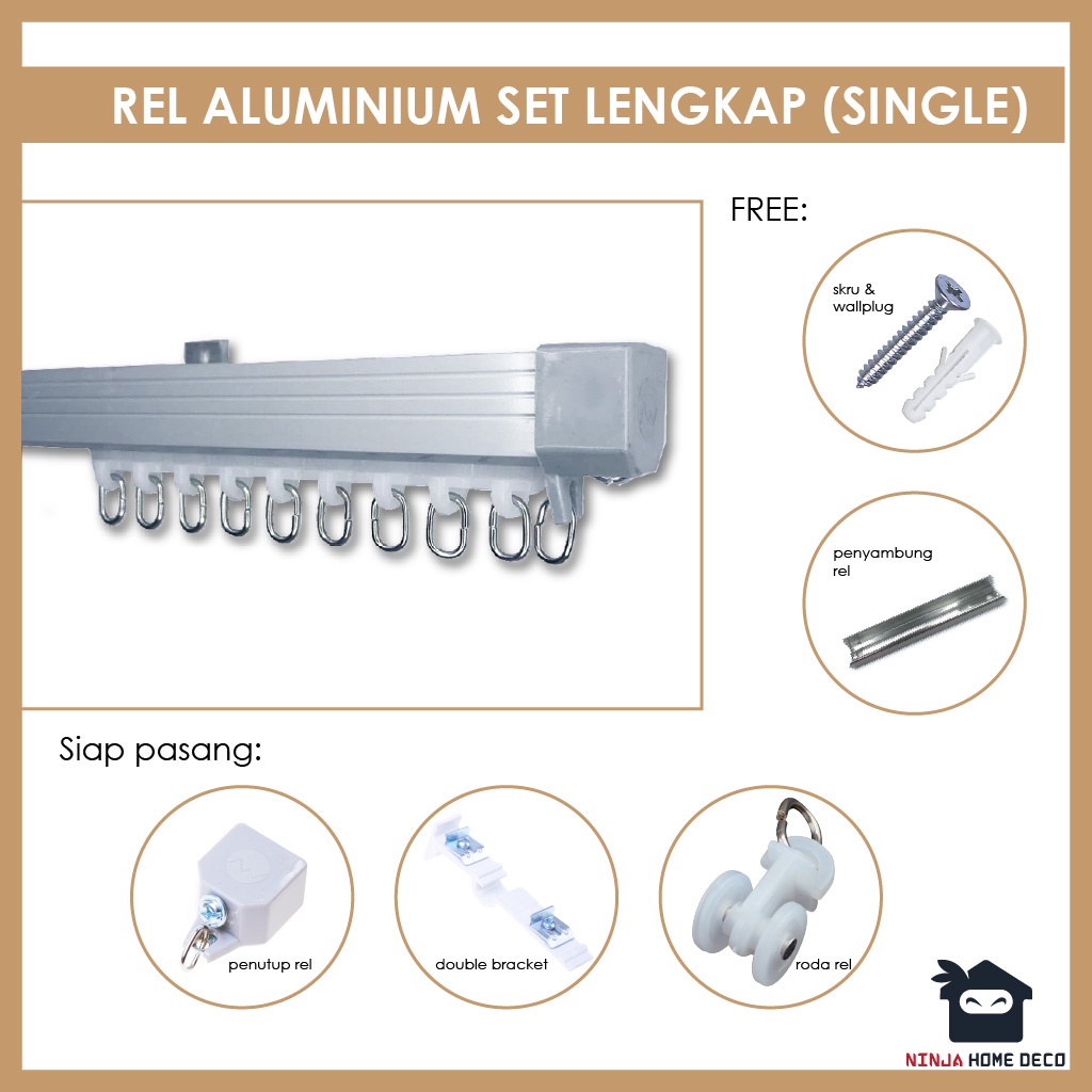 0.9mm Rel Langsir Aluminium Set Lengkap Jenis Single (0.9mm Aluminium ...