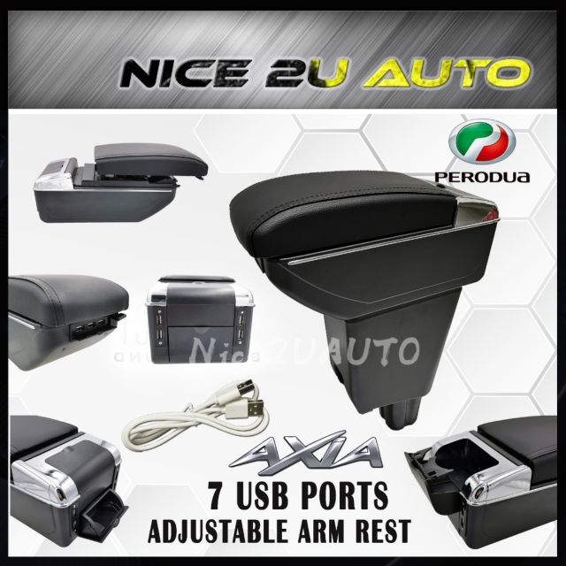 Perodua Axia 7 USB Ports Adjustable Arm Rest Console Box | Shopee ...