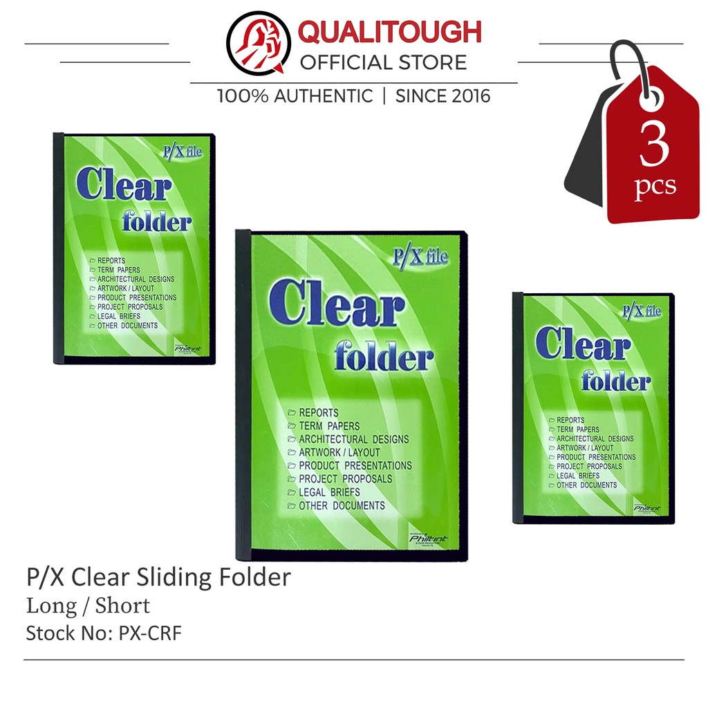 3pcs P/X Clear Sliding Folder – Long and Short [PX-CRF] | Office ...