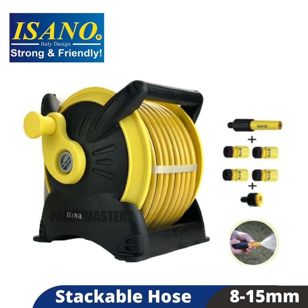 Isano Stackable Hose Reel Full Set with Free Accessories 1/2" hose ...