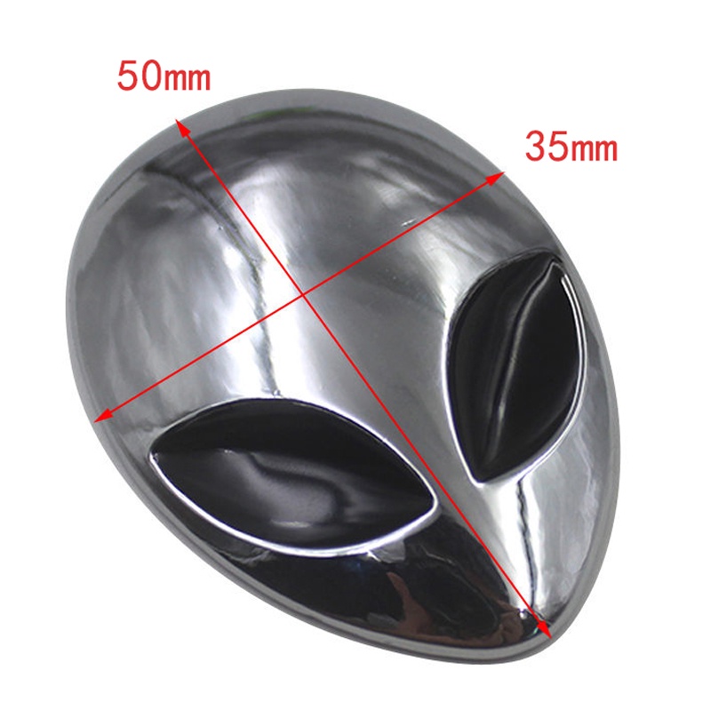 3D Silver Metal Alien Head Logo Car Cool Funny Emblem Badge Sticker ...