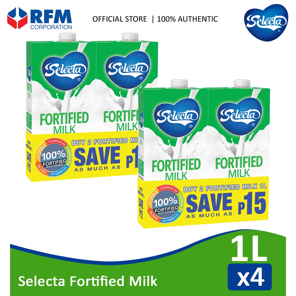 Selecta Fortified Milk 1 Liter - Set of 4s | Shopee Philippines