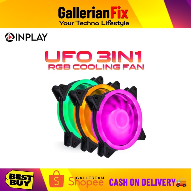 Inplay UFO Kit 3 120mm RGB case fan pc cooling fan 120mm Desktop CPU ...