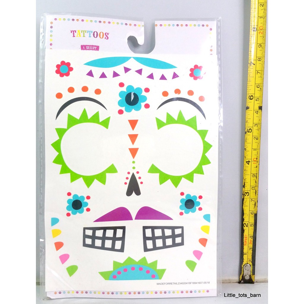 LTB: COLORFUL LA MUERTA FACE COSTUME TEMPORARY FACE TATTOO | Shopee ...