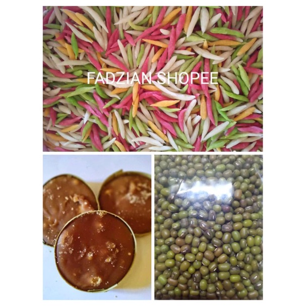 PUTIH HITAM HIJAU Caca Porridge/ Nisan Gerek/ Sago/ white sagu / pink ...