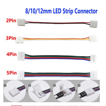 2pin 3pin 4pin 5pin 6pin LED Connector Double Clip Connector Cable Wire 8mm 10mm LED Connector ...