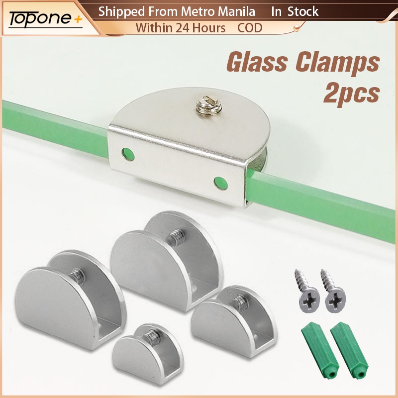 2PCS Half Round Glass Clamps Shelves Support Holder Stainless Steel ...